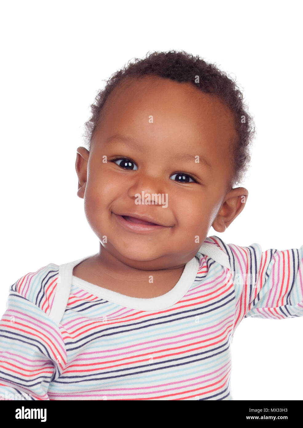 Funny and happy african baby isolated on a white background Stock Photo ...
