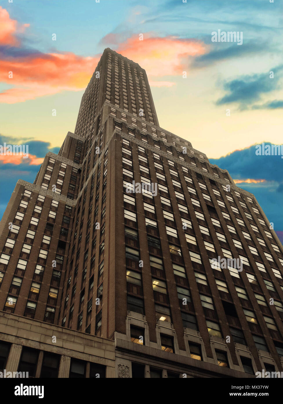 tower skyscraper at sunset or sunrise Stock Photo - Alamy