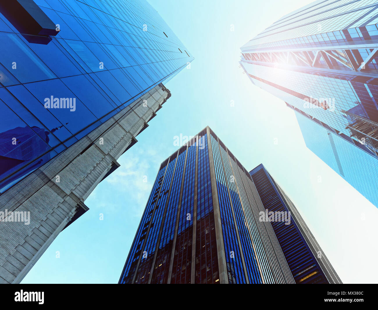 Looking Up glass skyscrapers Stock Photo - Alamy