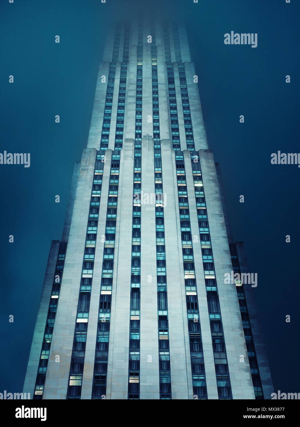 Top of the rock skyscraper in Manhattan New York City at night Stock ...