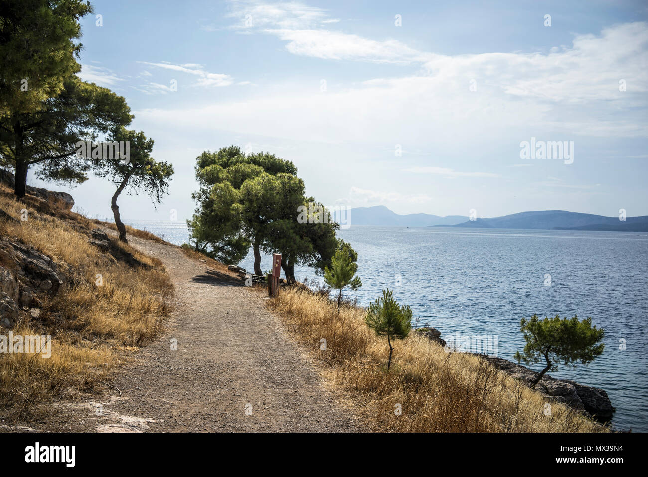 A walking trail on the island of Idra, Greece, on June 10, 2016 Stock ...
