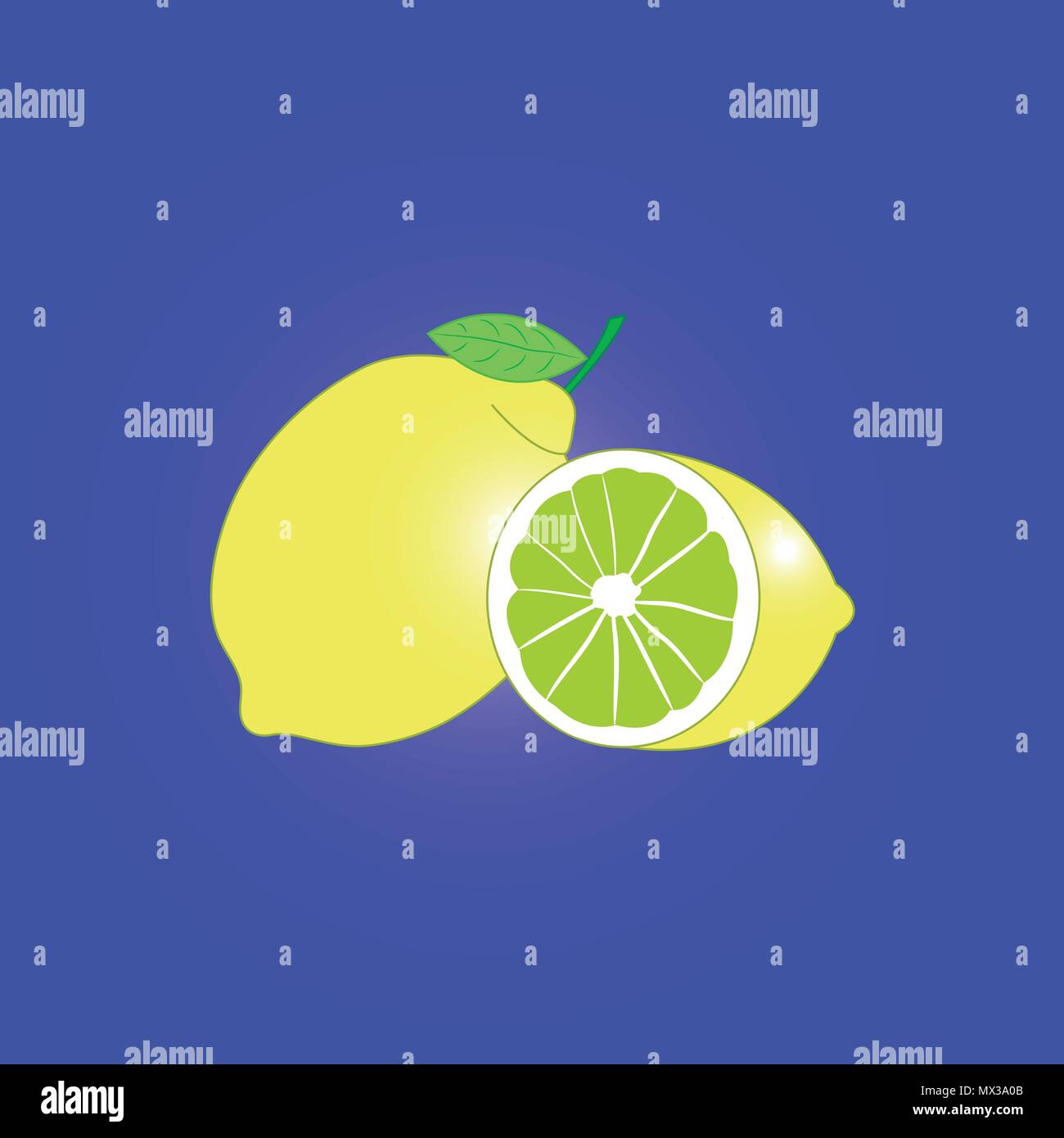 Lemon on a blue background vector illustration Stock Vector Image & Art ...