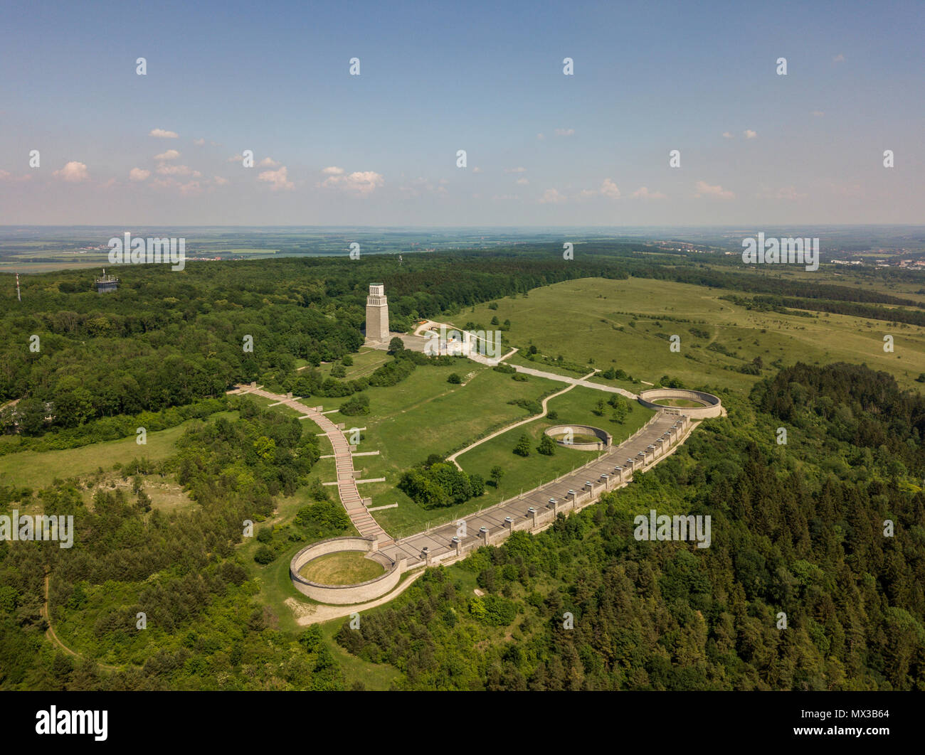Aerial view of the National GDR Memorial near Buchenwald concentration ...