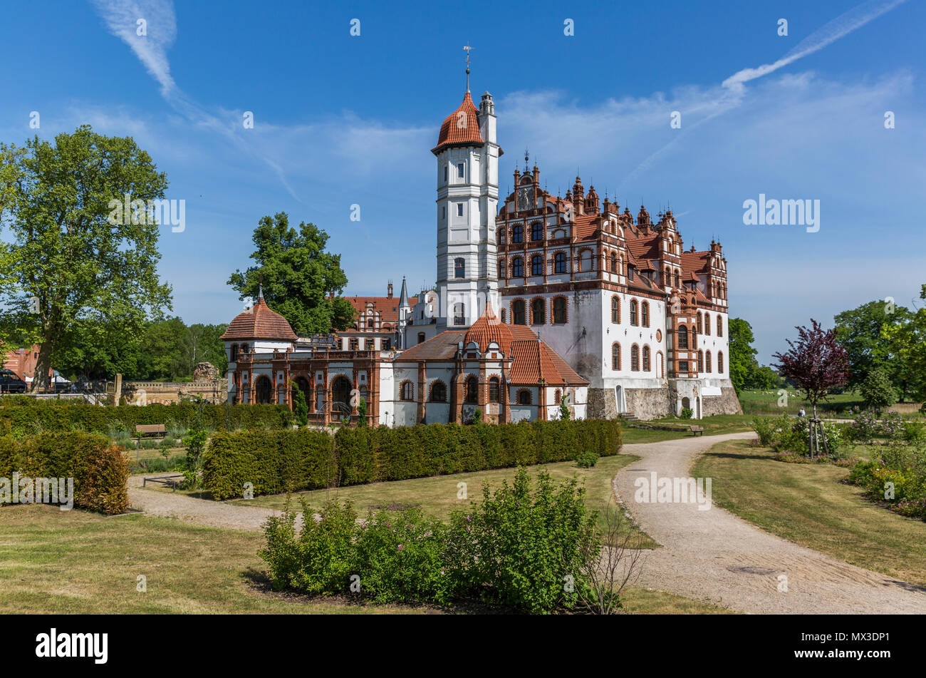 Renaissance Basedow castle with a surrounding landscape park in ...