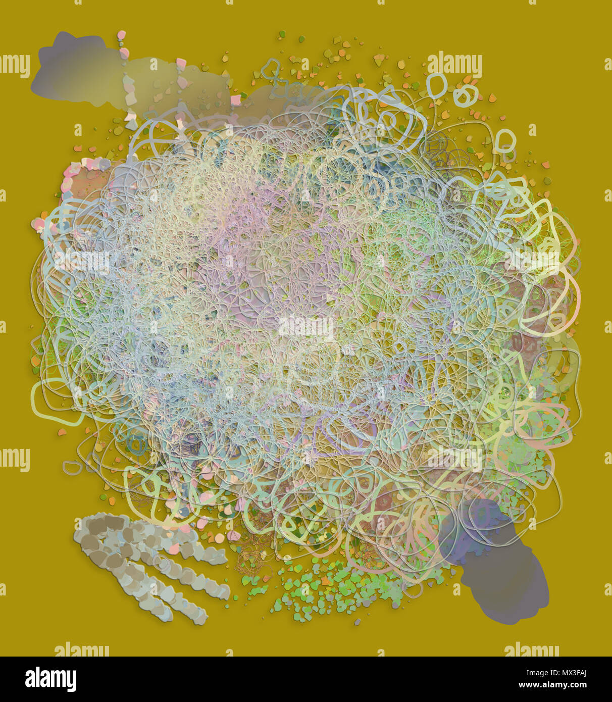 Color abstract pattern, generative blended messy shapes, art background ...