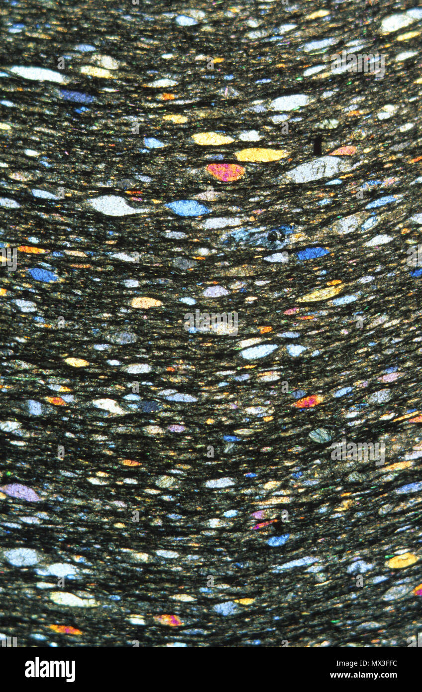 Slate.Metamorphic rock.Pyrenees.Spain.Petrograhic microscope Stock ...