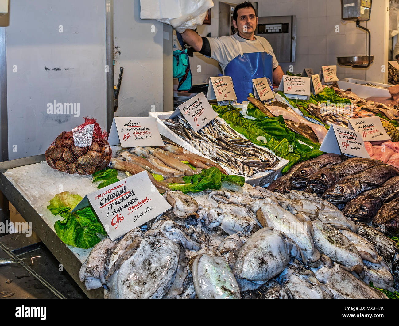 Shop In The Fish Market, Cadiz, Andalucia, Spain Stock Photo - Alamy