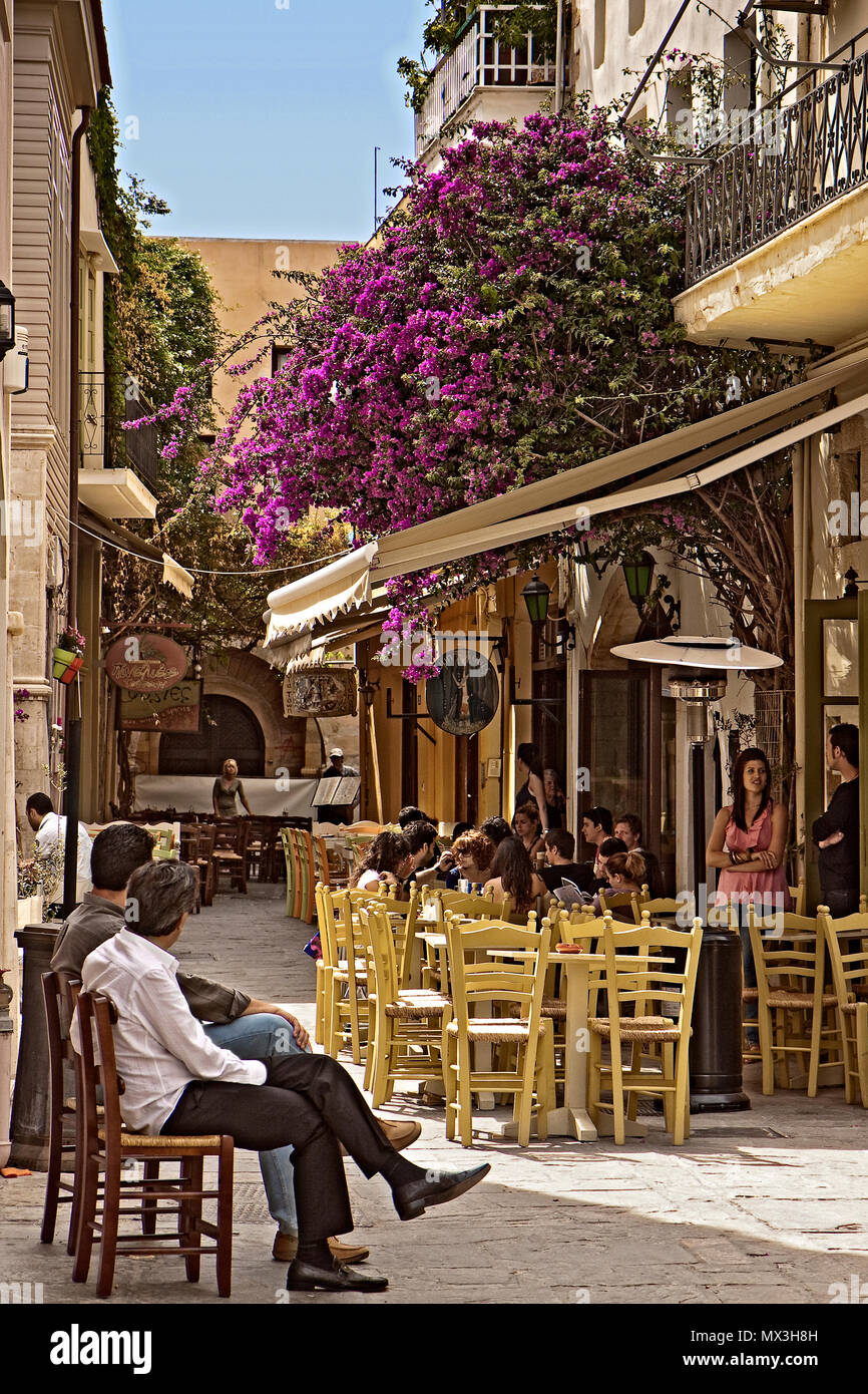 Crete Rethymnon Old Town Street Scene Stock Photo - Alamy