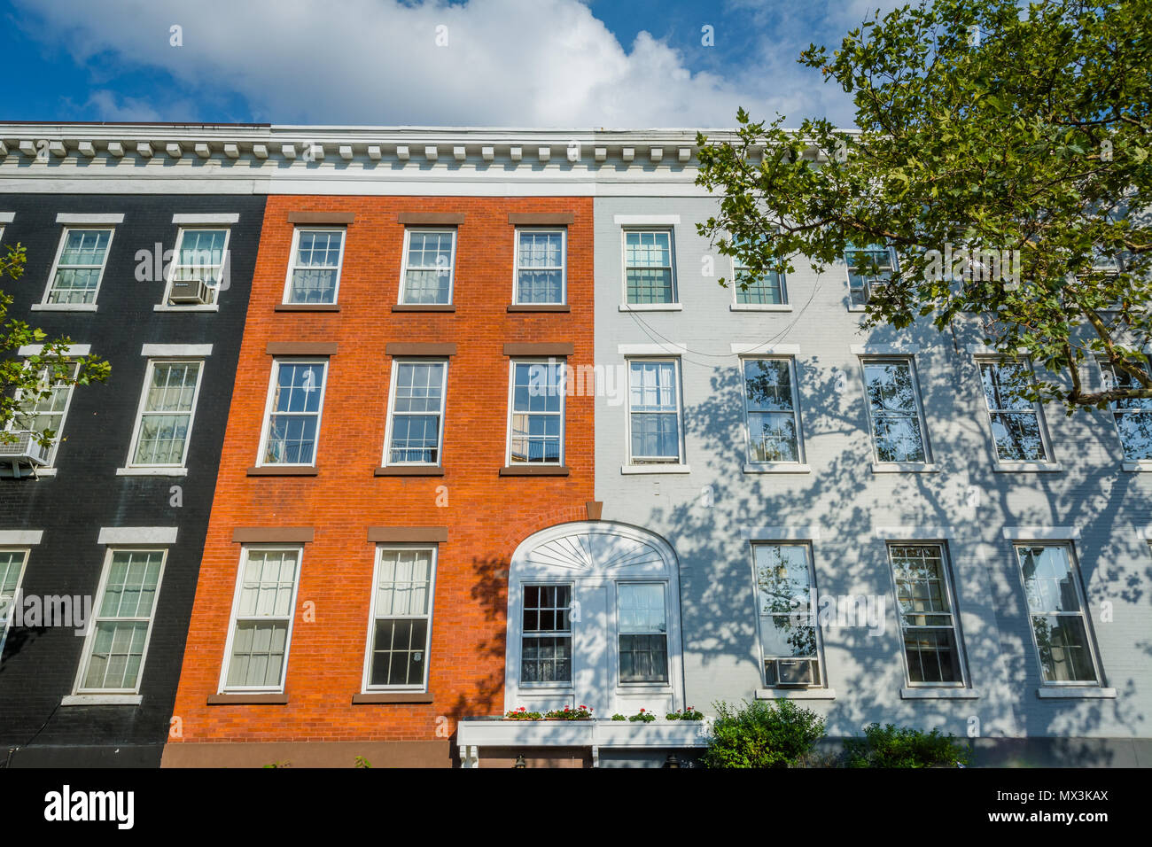 Colorful row houses in Greenwich Village, Manhattan, New York City ...