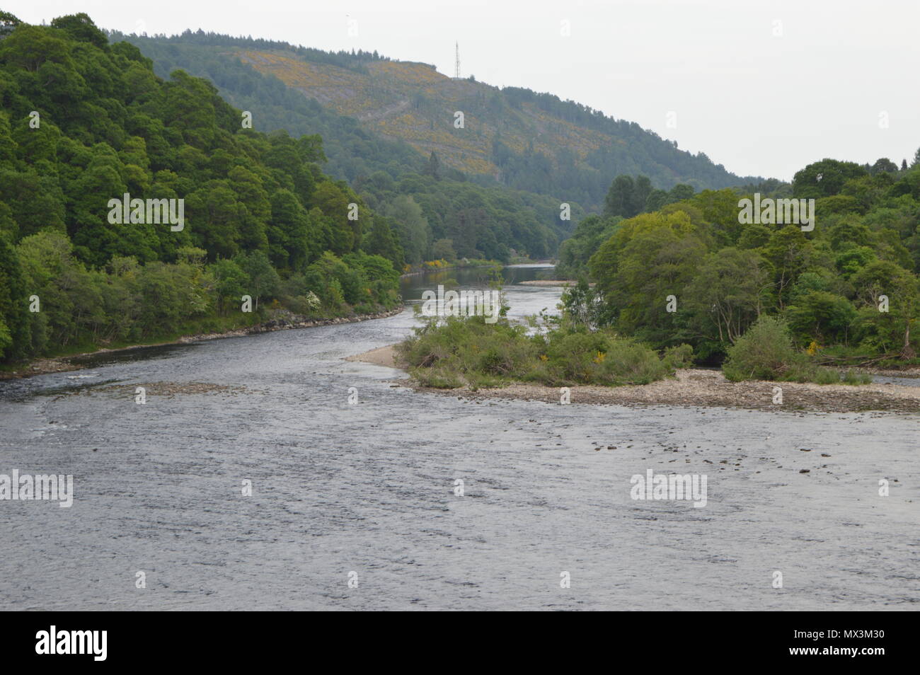 Dunkeld Perthshire, view of River Tay from bridge, Scotland Stock Photo ...