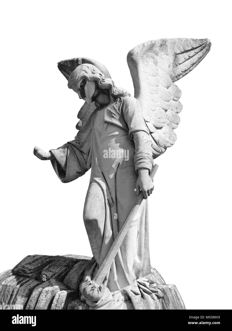 stone angel statue isolated over white background Stock Photo - Alamy