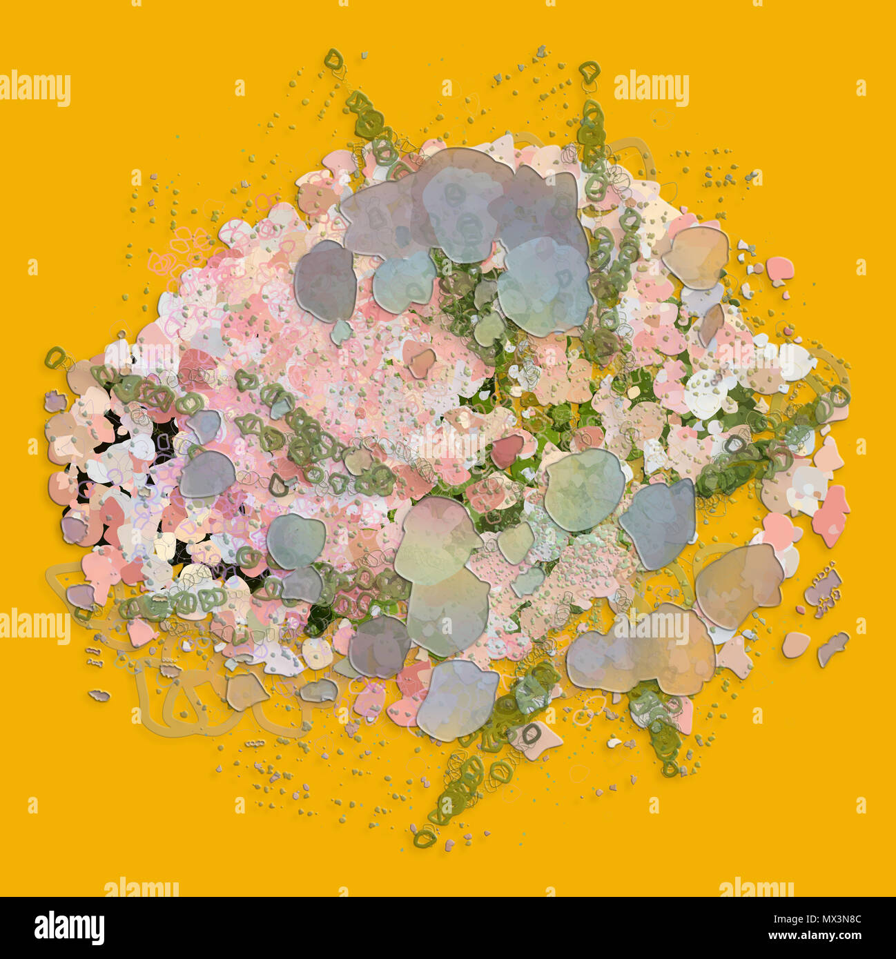 Abstract conceptual geometric blended messy shapes background. Good for ...