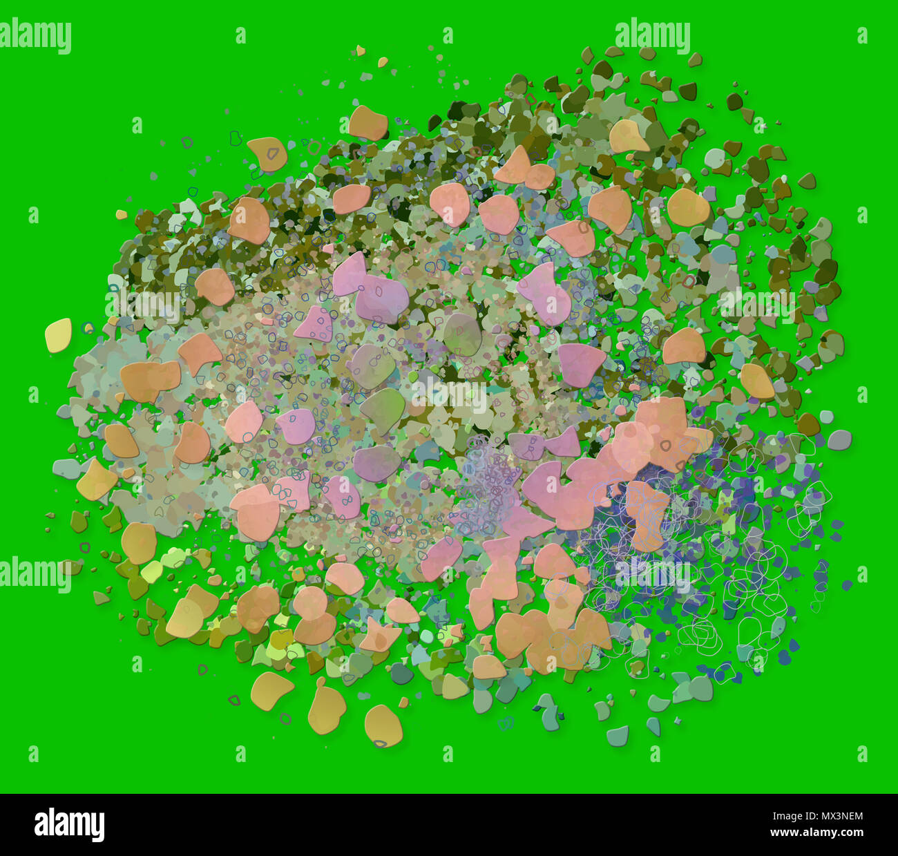 Abstract conceptual geometric blended messy shapes background. Good for ...