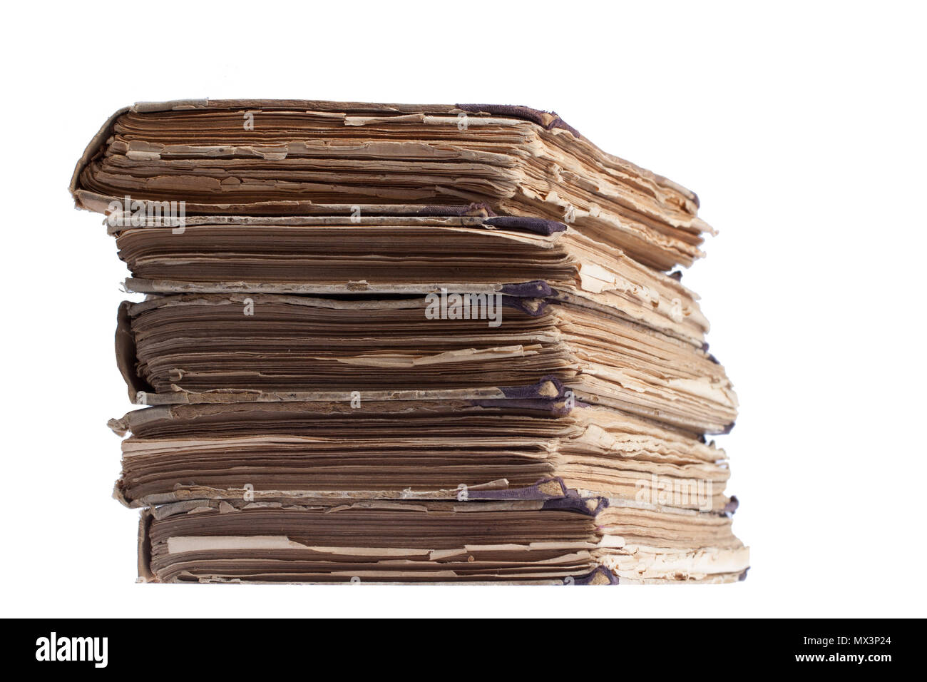 stack of old antique books isolated on white Stock Photo - Alamy