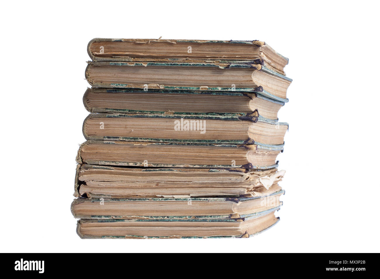 stack of old antique books isolated on white Stock Photo - Alamy
