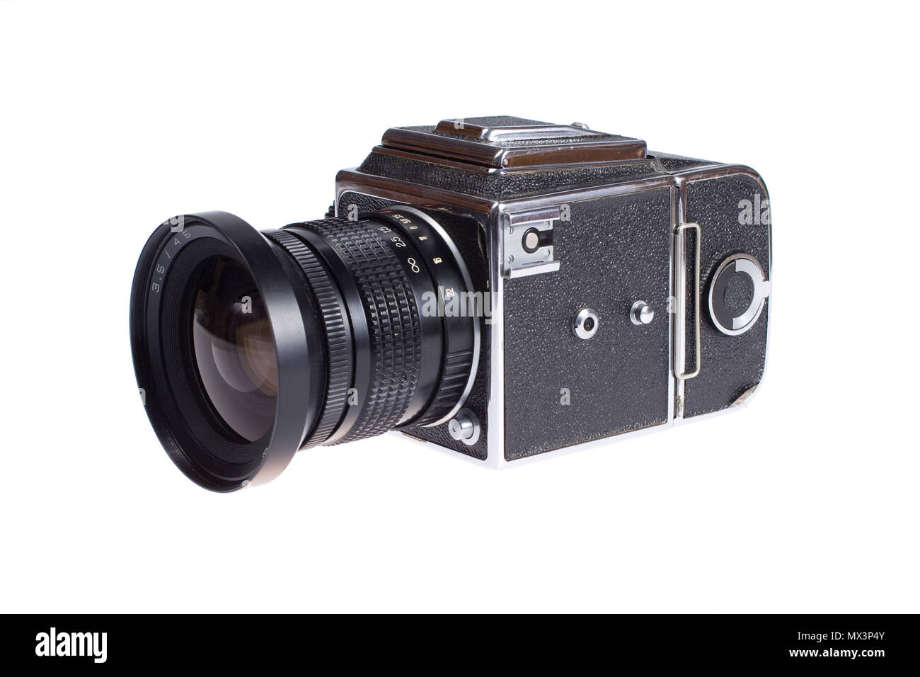 Middle-format camera isolated on white Stock Photo - Alamy