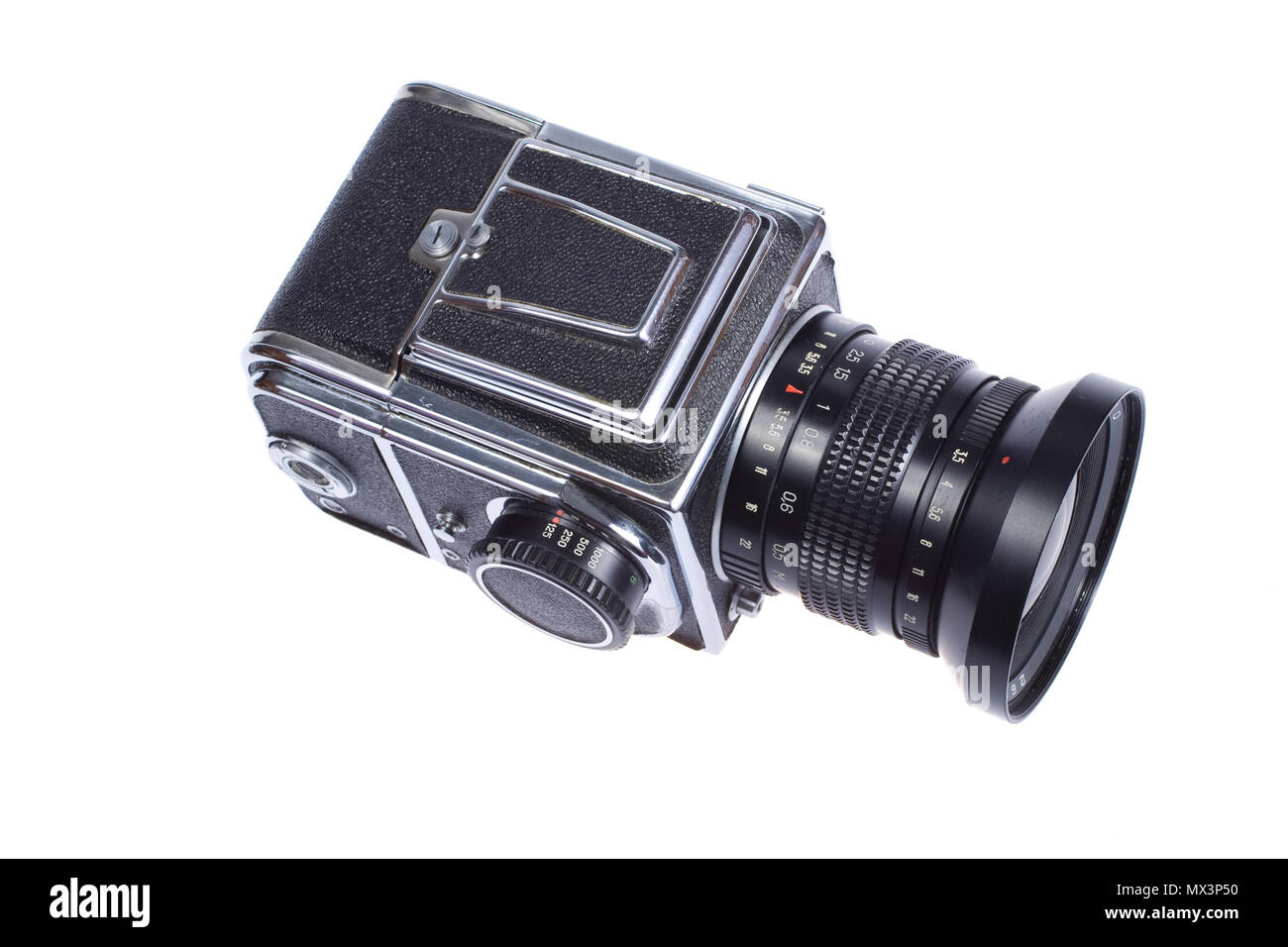 Middle-format camera isolated on white Stock Photo - Alamy