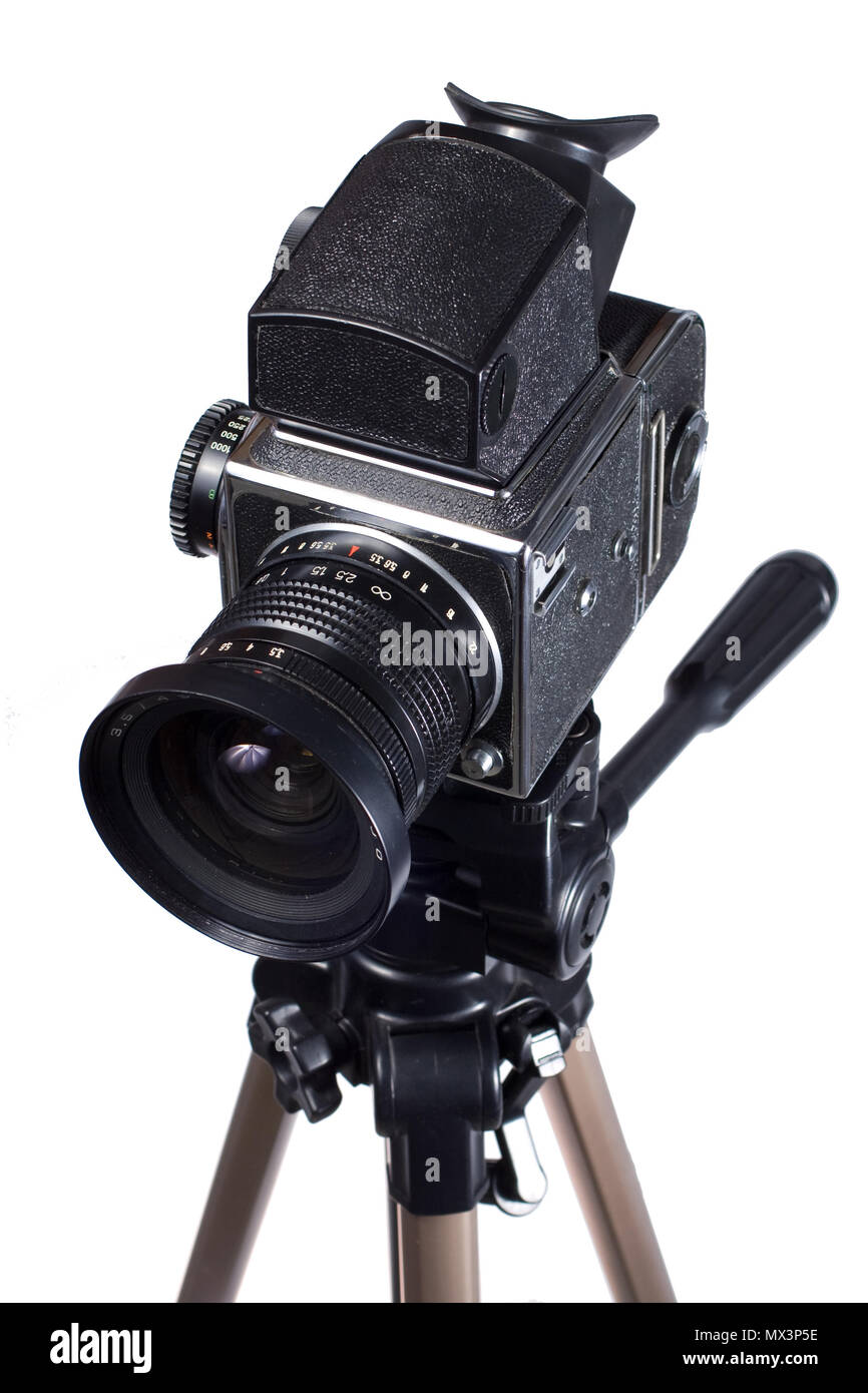 Middle-format camera isolated on white Stock Photo - Alamy