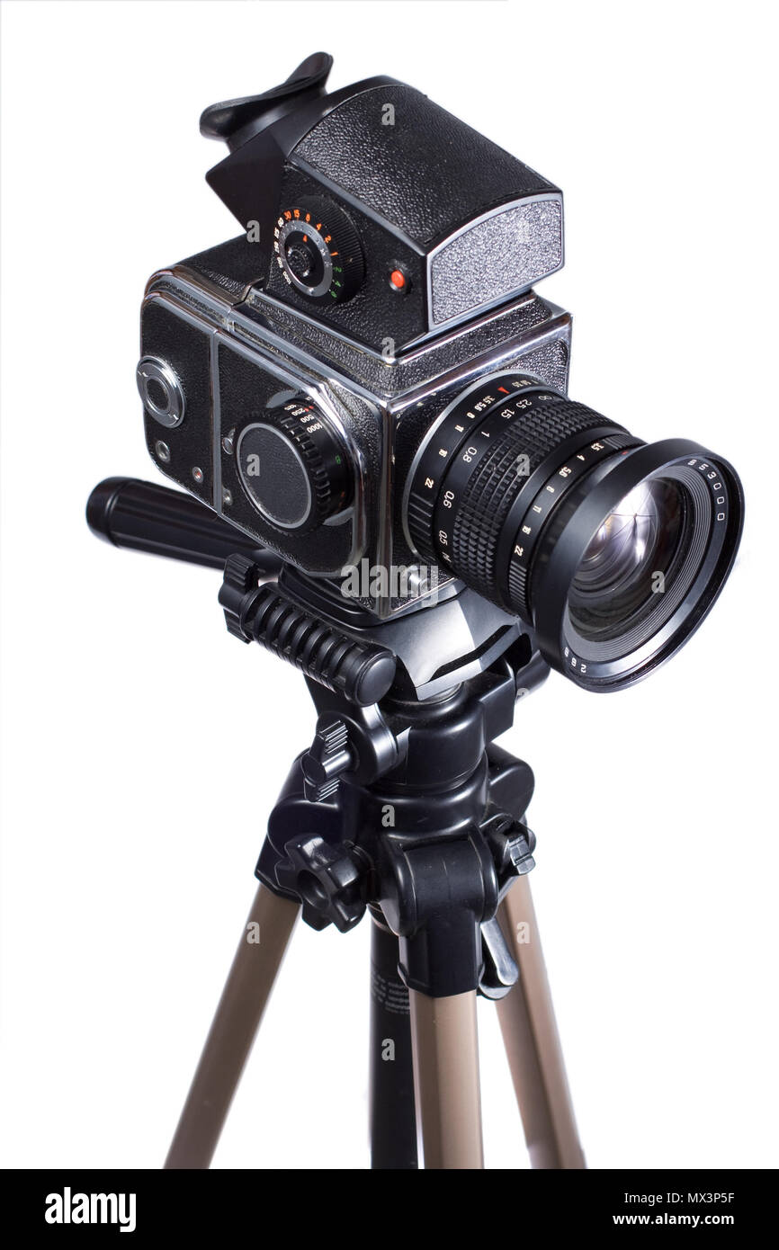 Middle-format camera isolated on white Stock Photo - Alamy