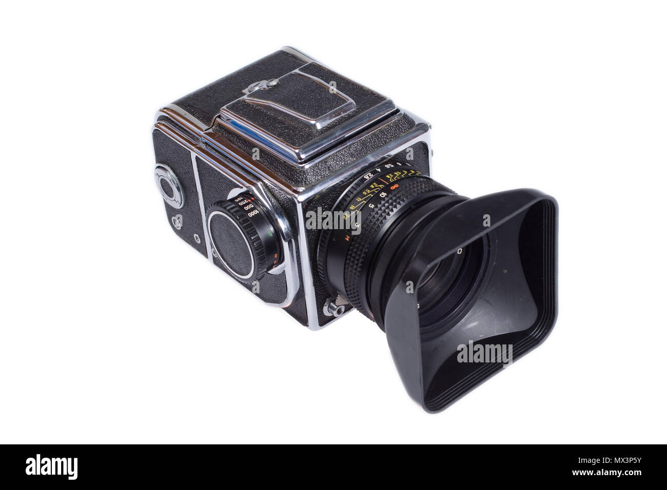 Middle-format camera isolated on white Stock Photo - Alamy