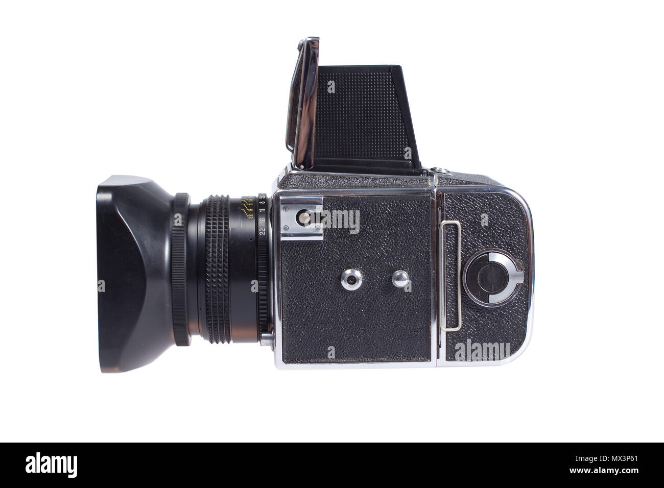 Middle-format camera isolated on white Stock Photo - Alamy