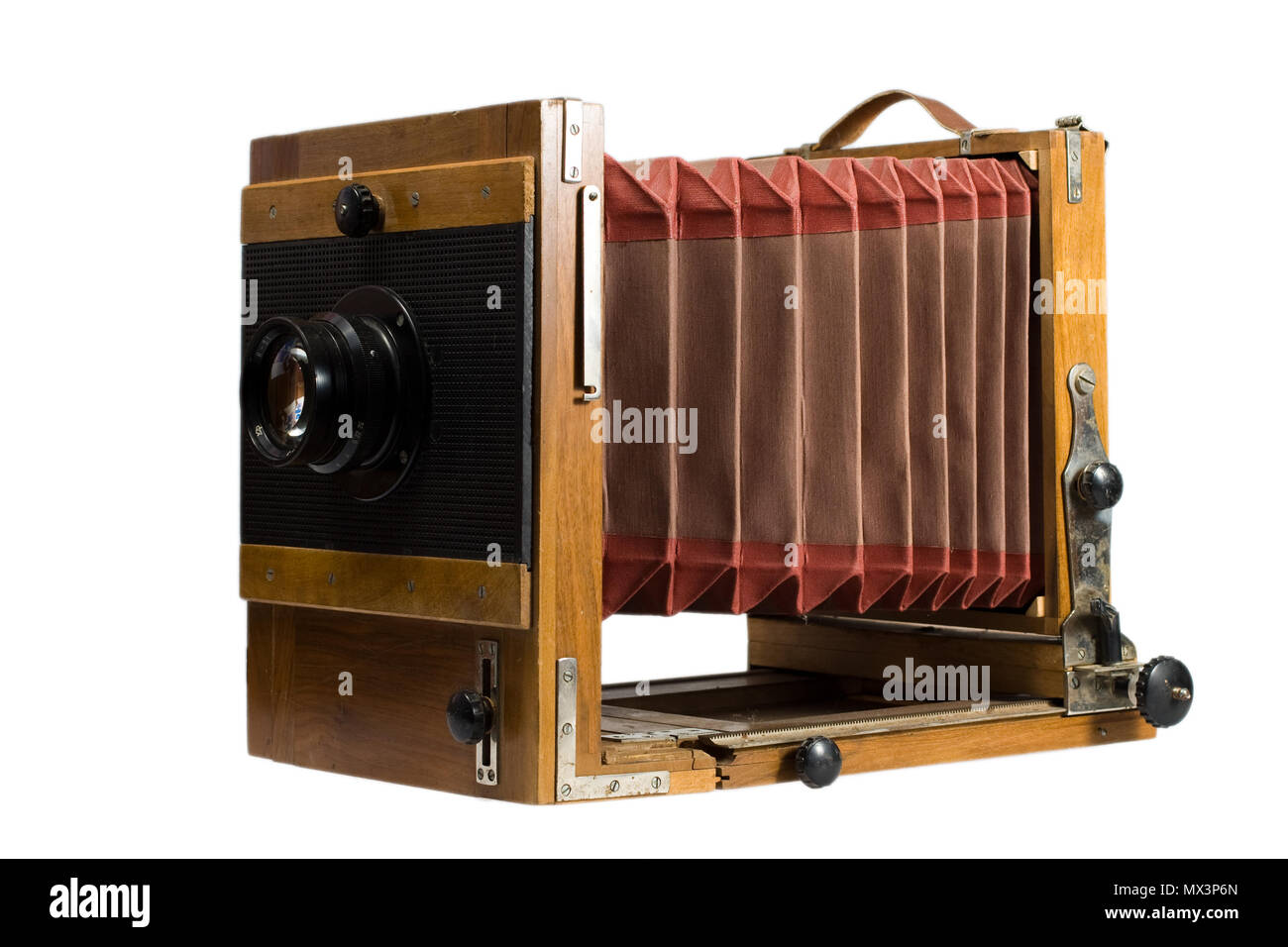 vintage old big format camera isolated on white Stock Photo - Alamy