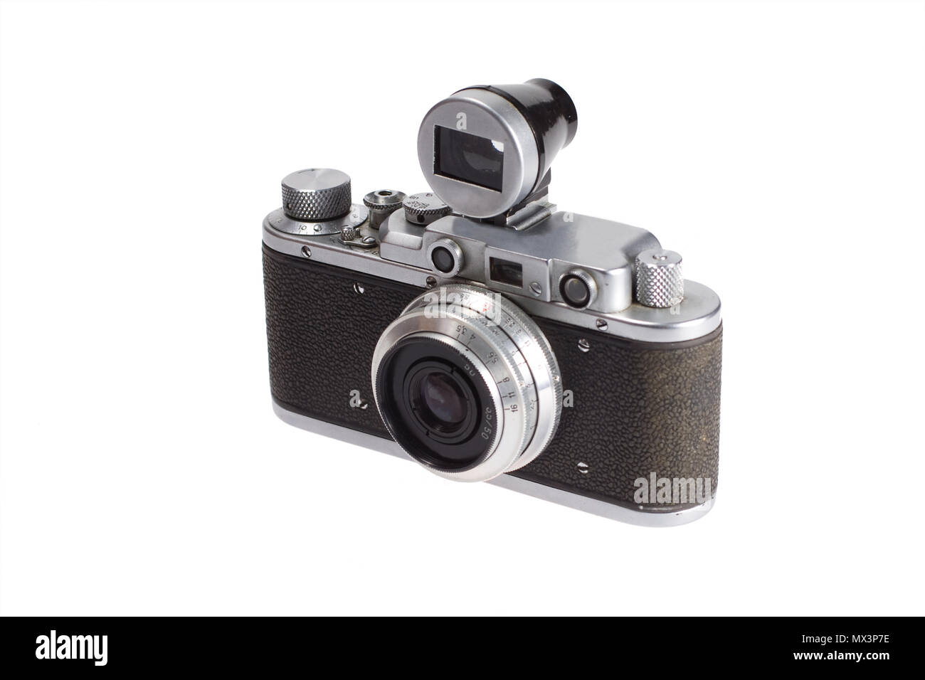 rangefinder old film camera with additional viewfinder isolated on ...