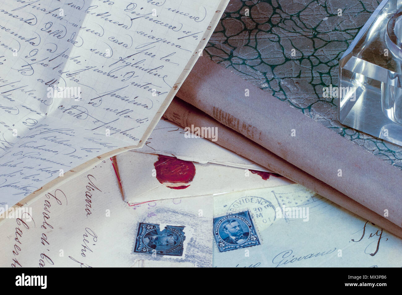 old vintage personal handwritten letter isolated on white background ...