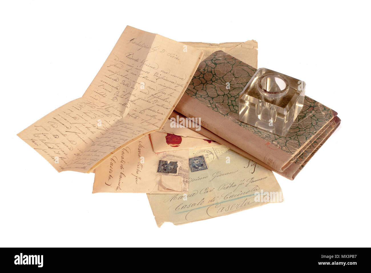 old vintage handwritten letters isolated on white background Stock ...