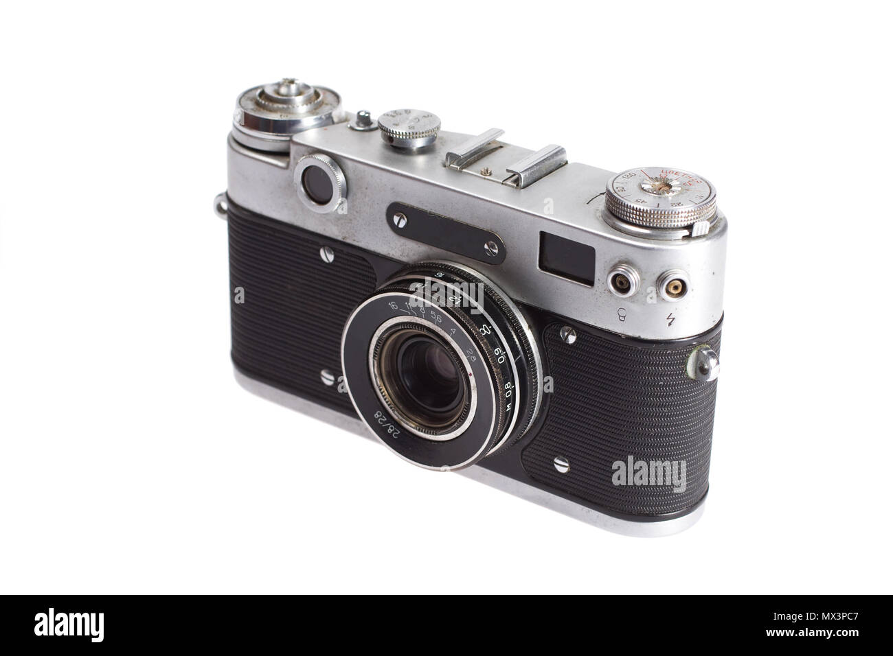 retro vintage rangefinder camera isolated on white background Stock ...