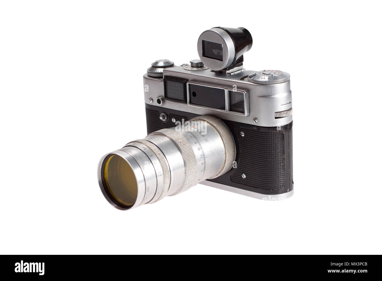 old retro vintage rangefinder camera isolated on white background Stock ...