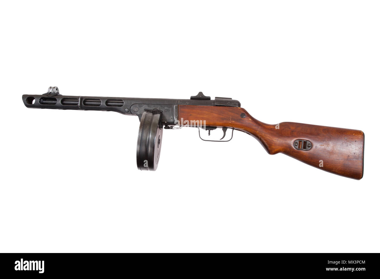WWII period soviet submachine gun ppsh-41 isolated on a white ...