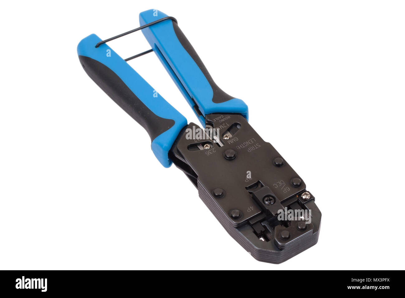 Network cable crimper isolated on white background Stock Photo - Alamy