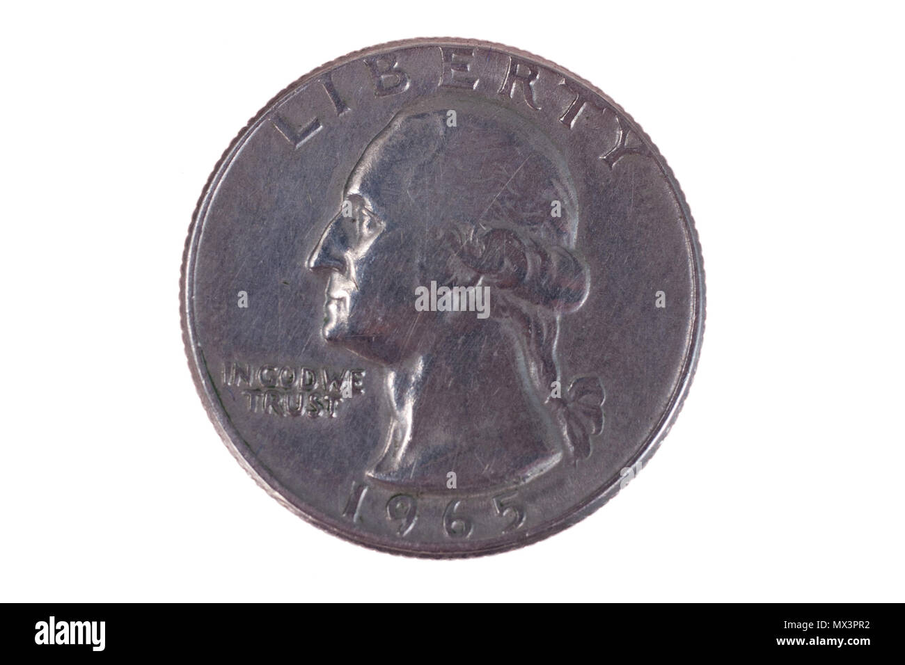 The American coin in twenty five cents - quarter dollar, 1965 Stock ...