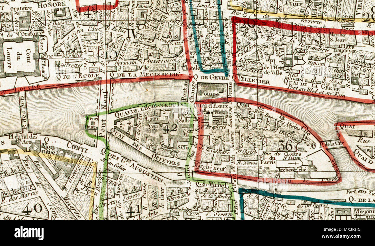 Vintage map paris 1800s hi-res stock photography and images - Alamy