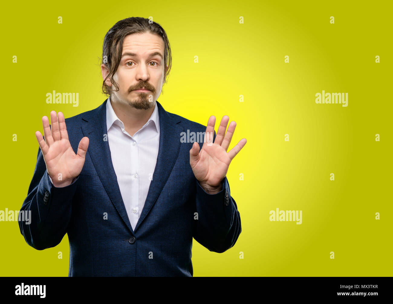 Handsome young man doubt expression, confuse and wonder concept ...