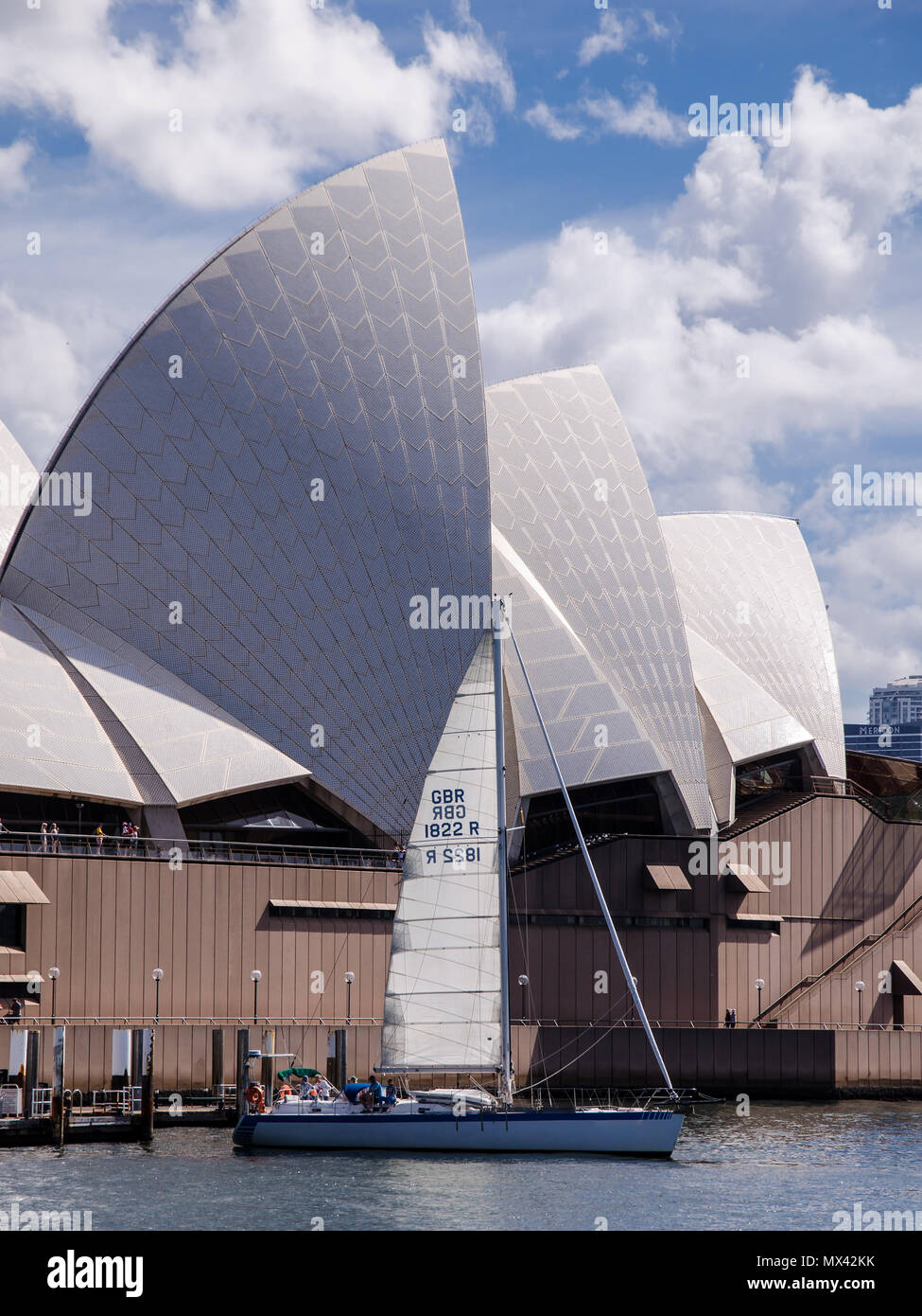view of the Sydney Opera House. Iconic view from the park of the bay ...