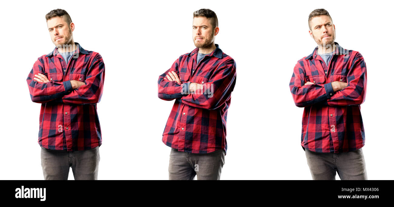 Young man doubt expression, confuse and wonder concept, uncertain ...