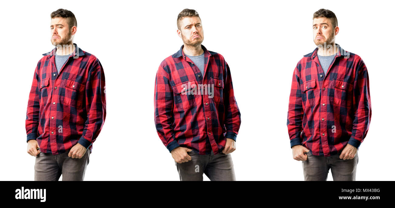 Young man having skeptical and dissatisfied look expressing Distrust ...