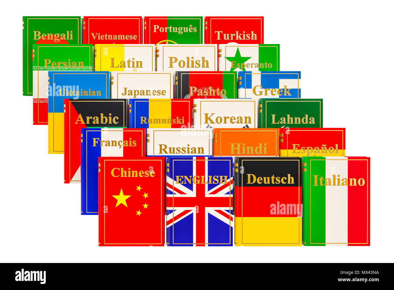 Languages Books, 3D rendering isolated on white background Stock Photo ...