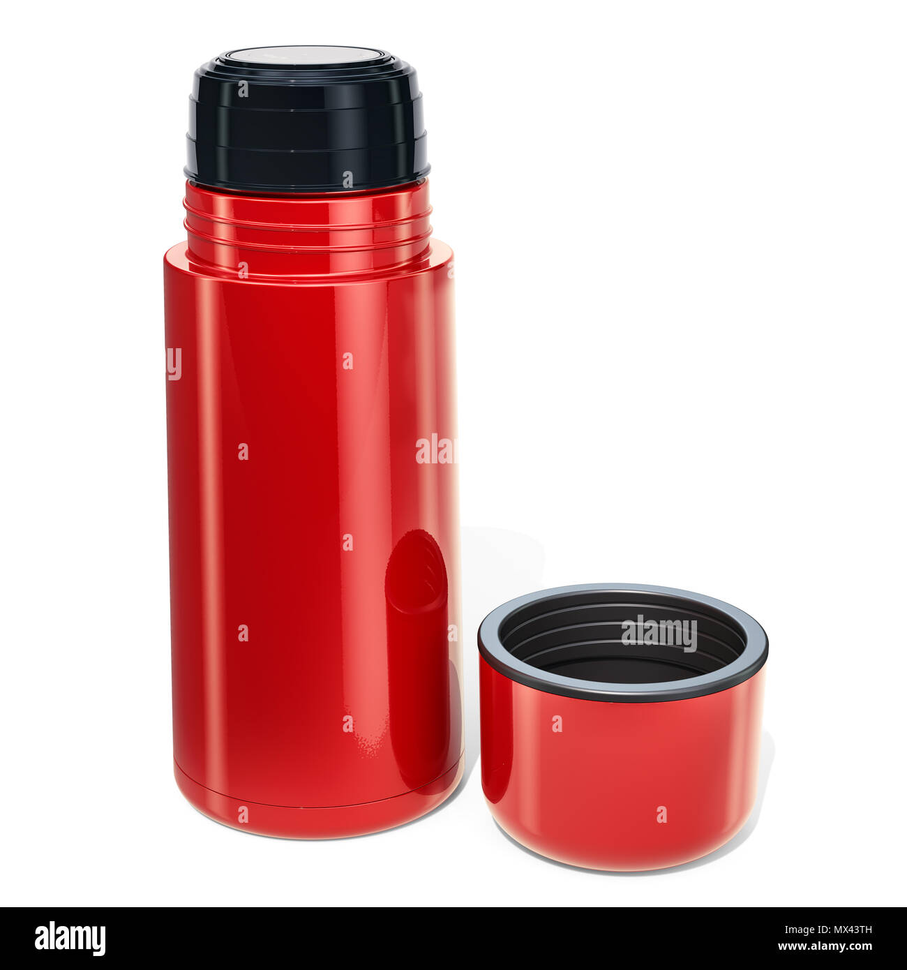 Red thermos, 3D rendering isolated on white background Stock Photo - Alamy