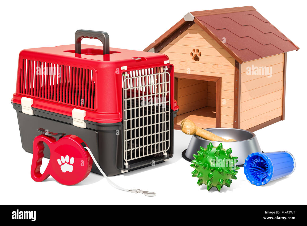Set of accessories for dogs, 3D rendering isolated on white background ...
