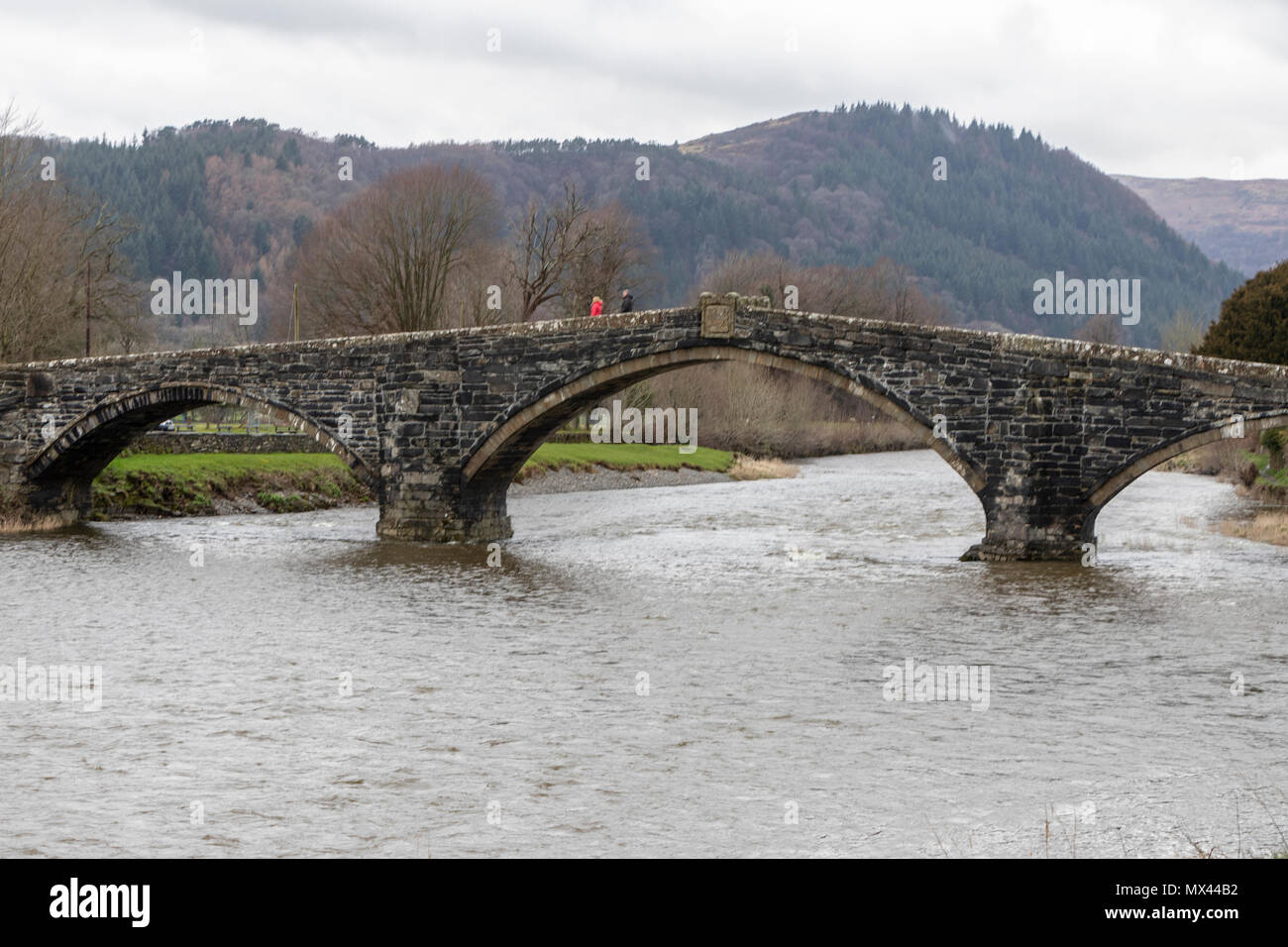 Stone bridge in the Pintoresque village of Dolwyddelan in the Snowdonia ...