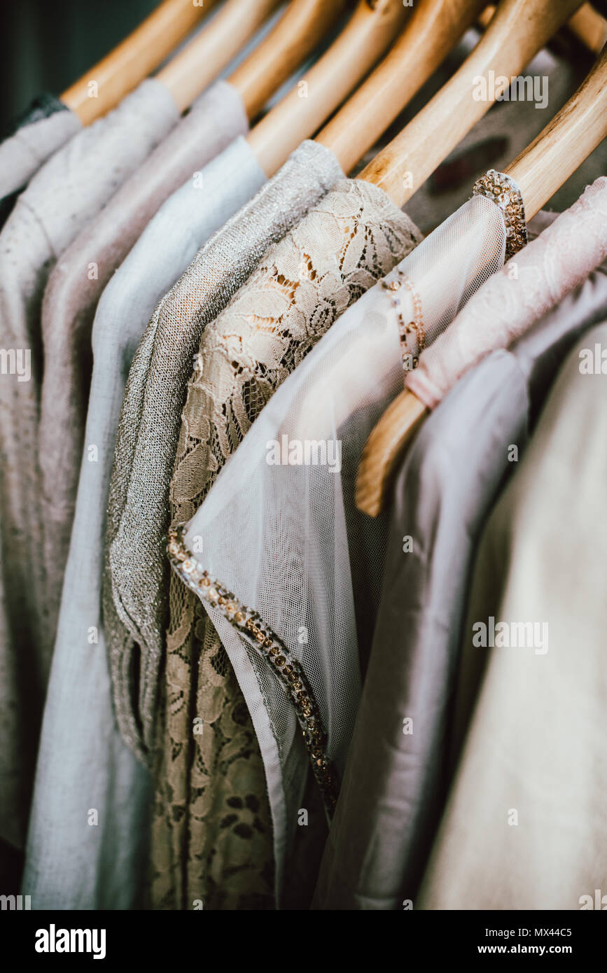 Collection of fashion clothes in beige colors Stock Photo - Alamy