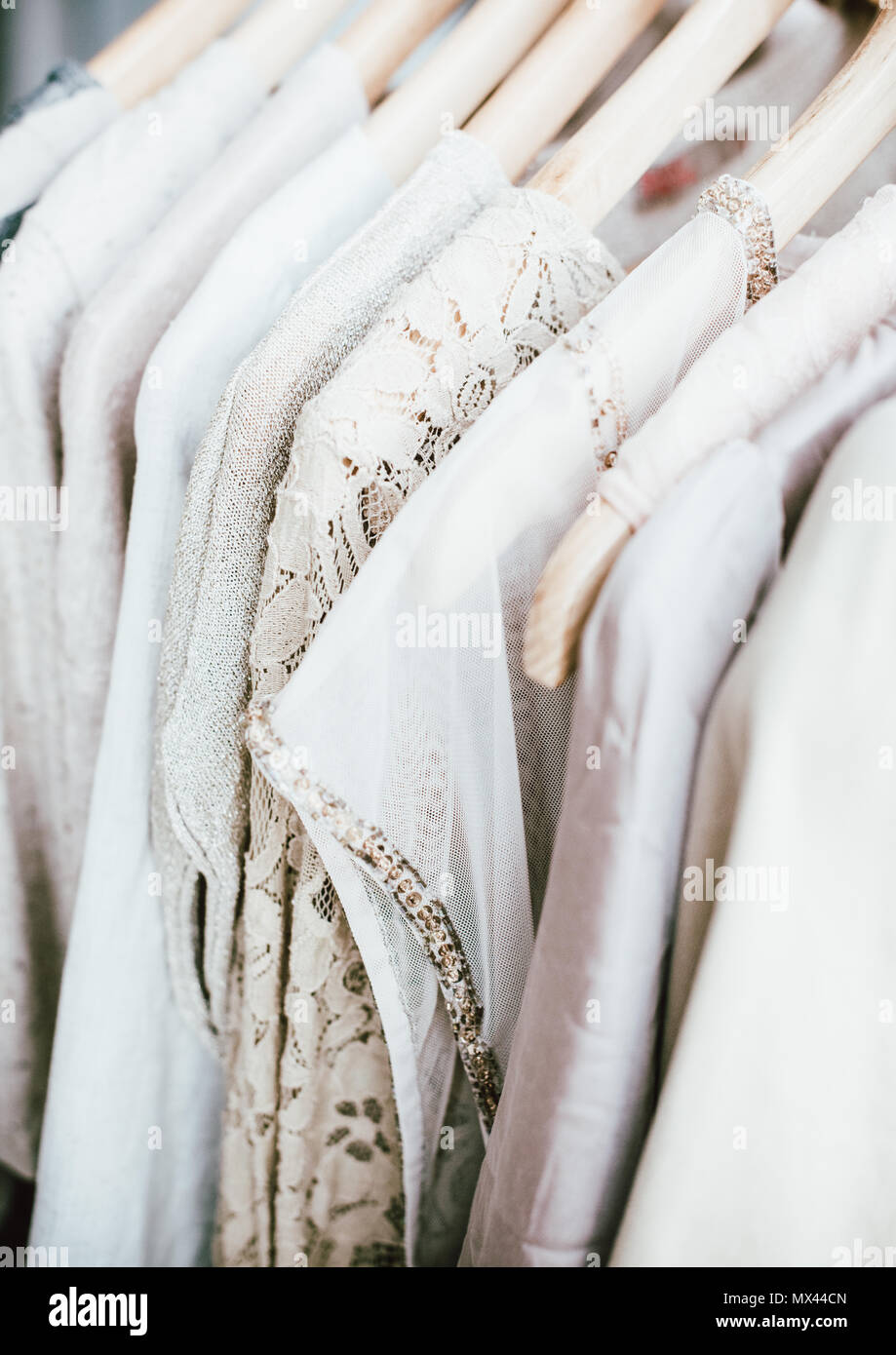 Collection of fashion clothes in beige colors Stock Photo - Alamy
