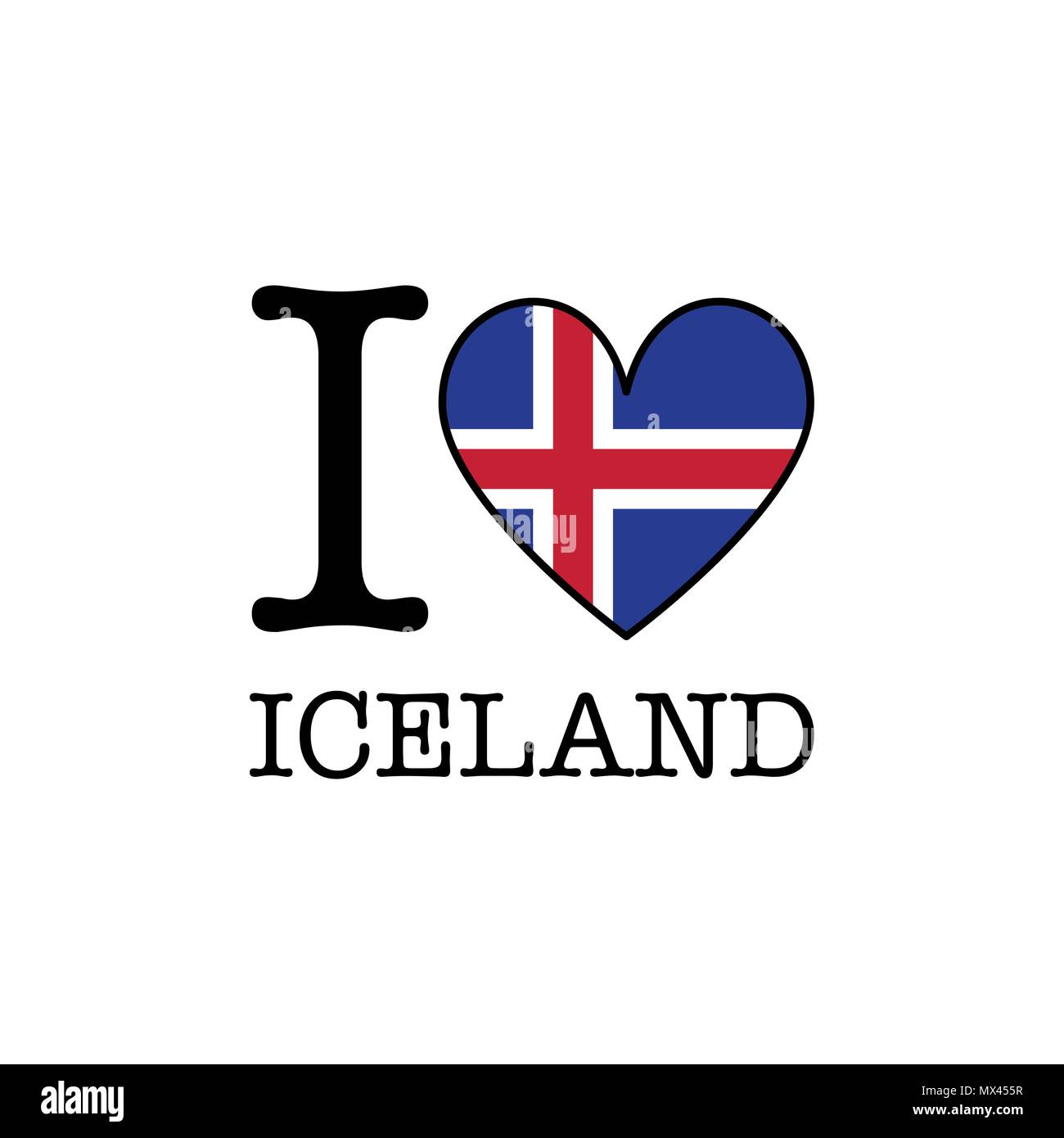 I love Iceland. Heart shape national country flag icon Stock Vector ...