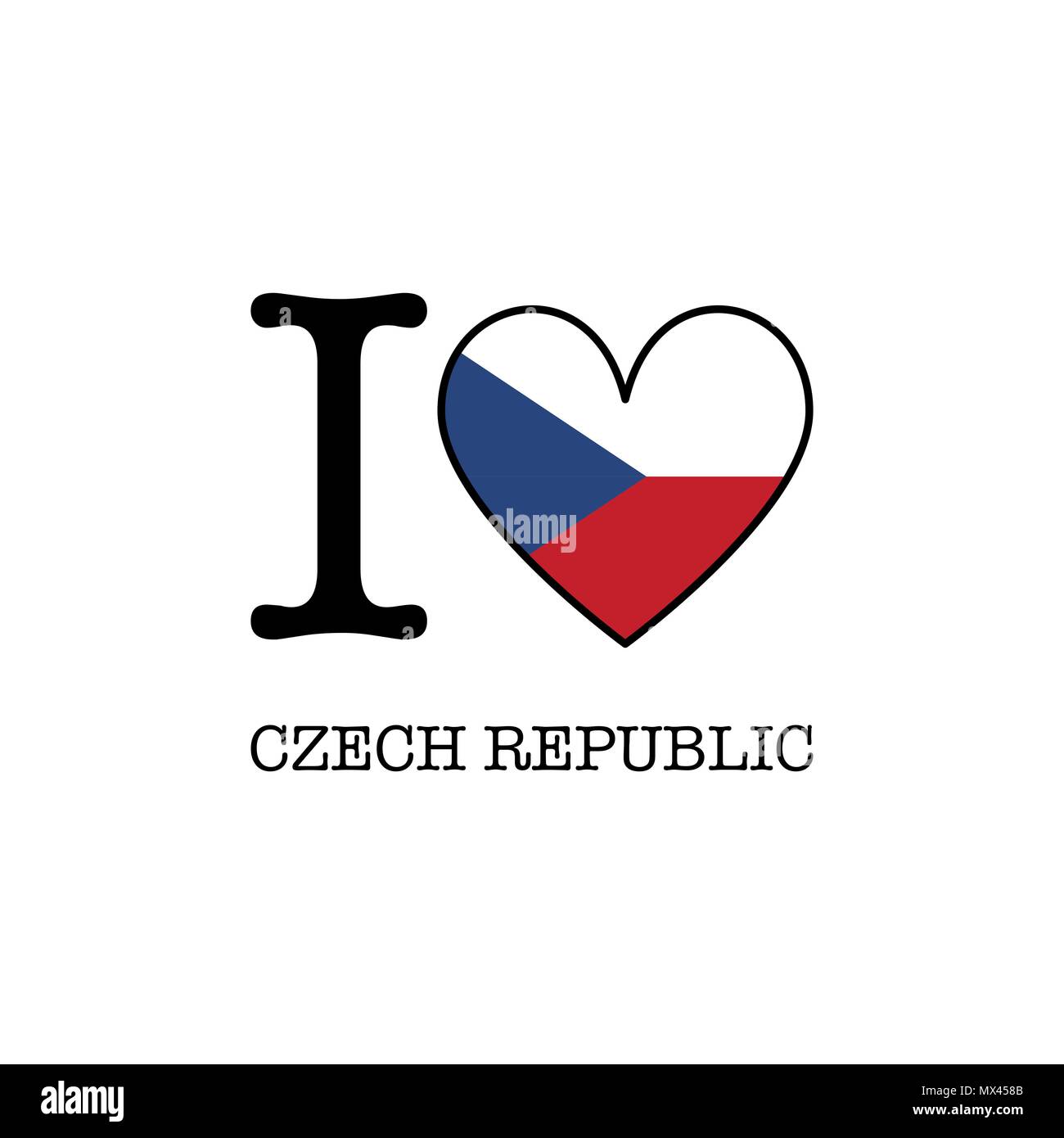 I love Czech Republic. Heart shape national country flag icon Stock ...