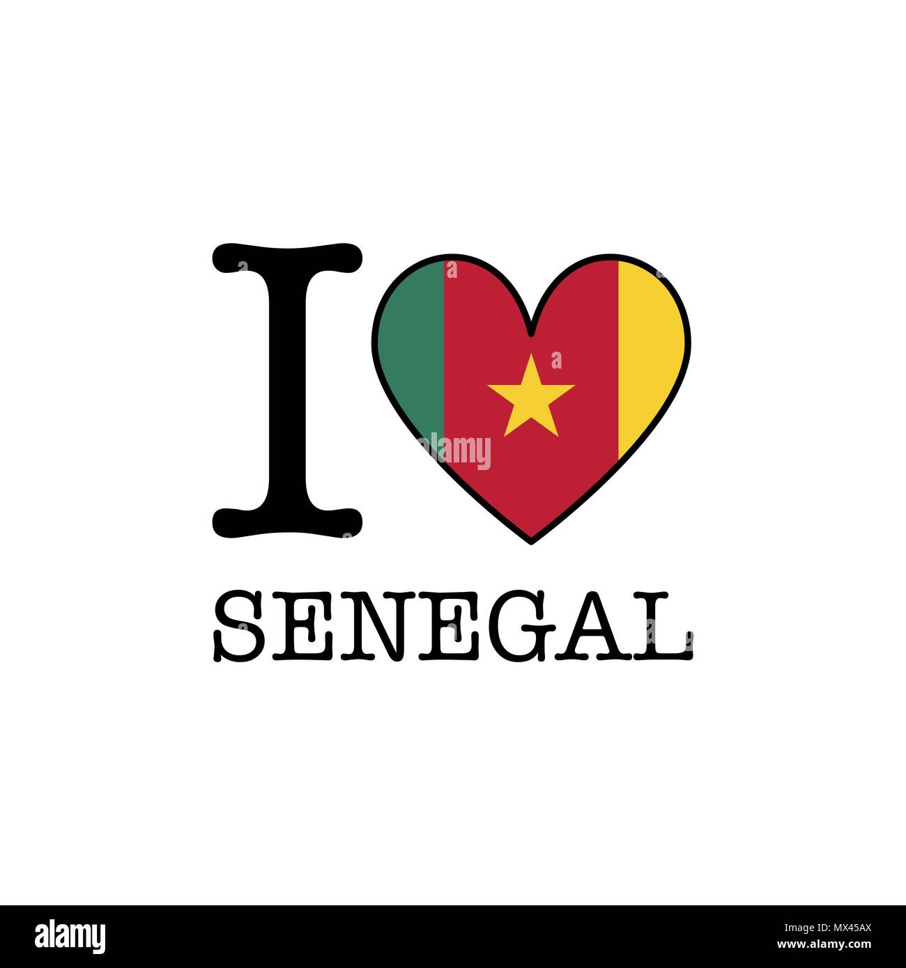 I love Senegal. Heart shape national country flag icon Stock Vector ...