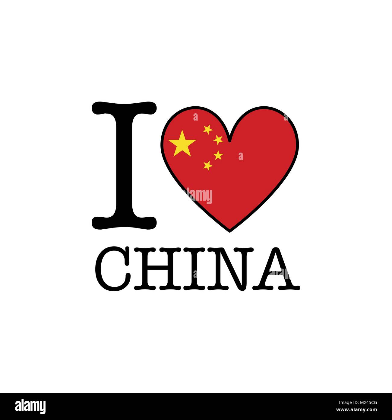 I love China. Heart shape national country flag icon Stock Vector Image ...