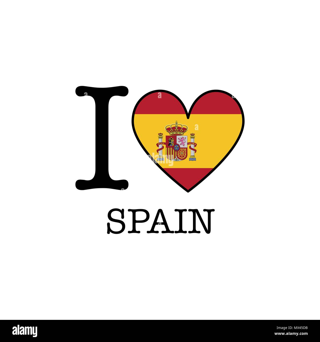I love Spain. Heart shape national country flag icon Stock Vector Image ...